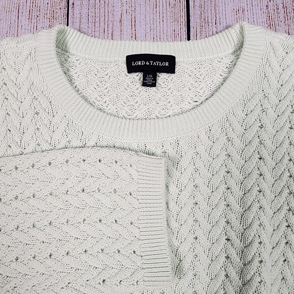 Lord & Taylor | Sweaters | Lord Taylor Mint Sweater Womens Large Cable ...
